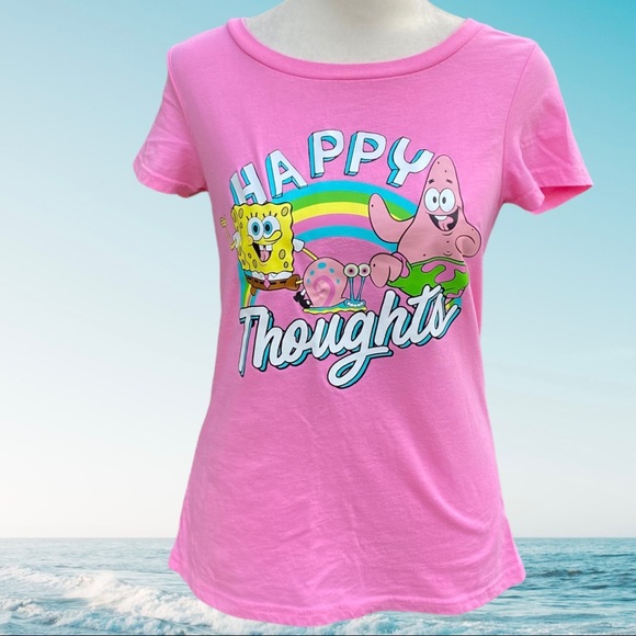 SpongeBob Squarepants | Tops | Spongebob Squarepants Happy Vibes Pink ...